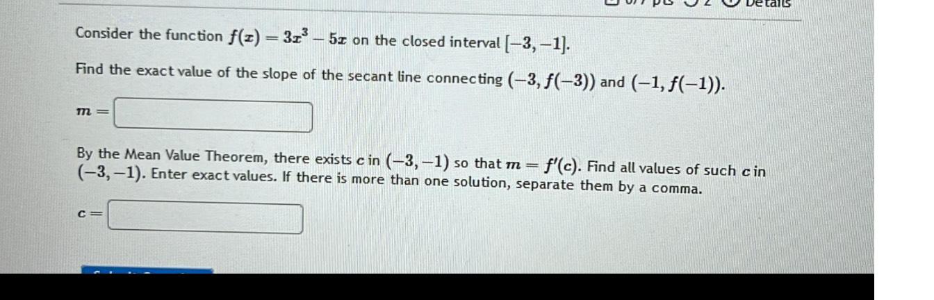 Solved Consider the function f(x)=3x3-5x ﻿on the closed | Chegg.com