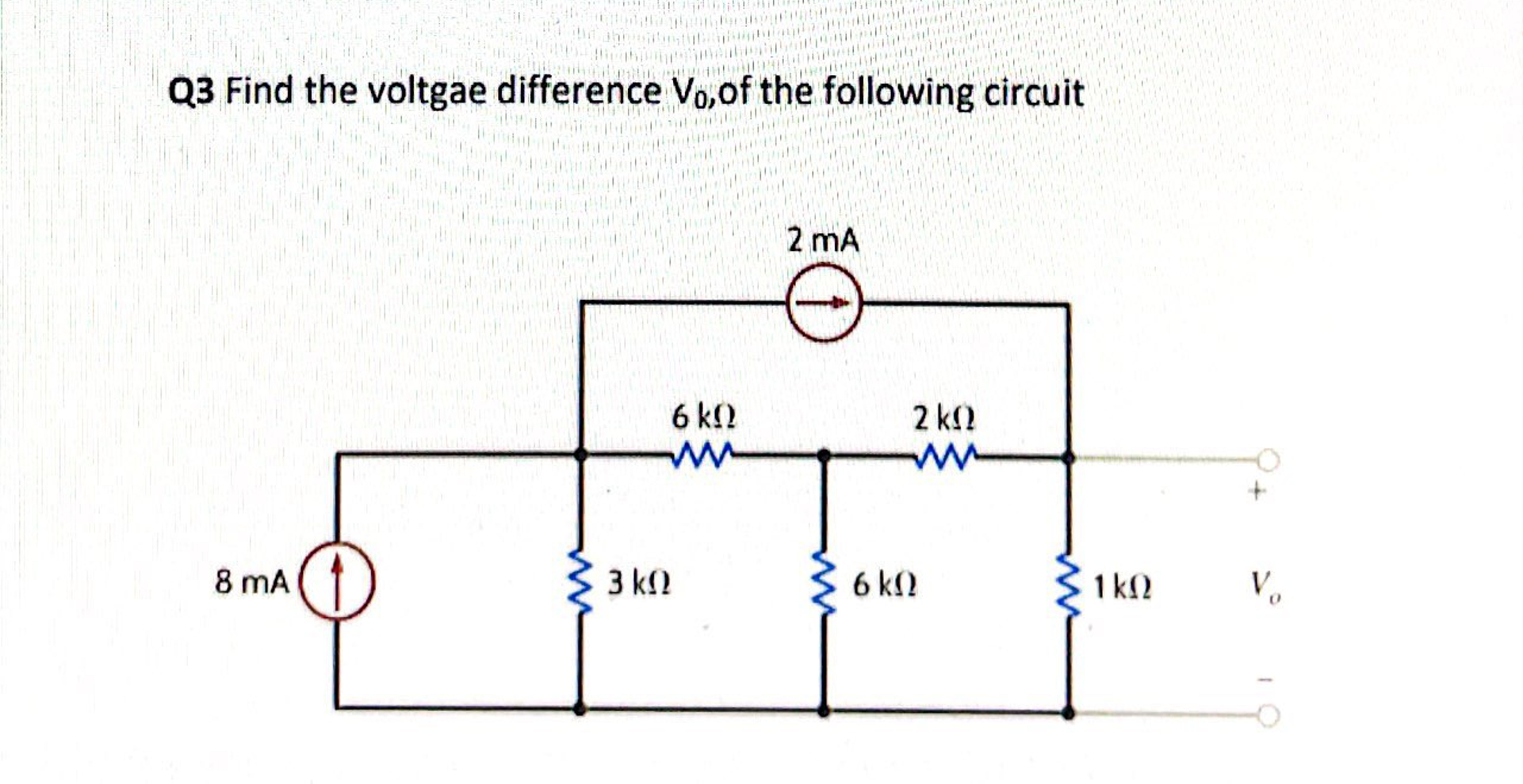 Solved Q3 ﻿Find the voltgae difference V0, ﻿of the following | Chegg.com