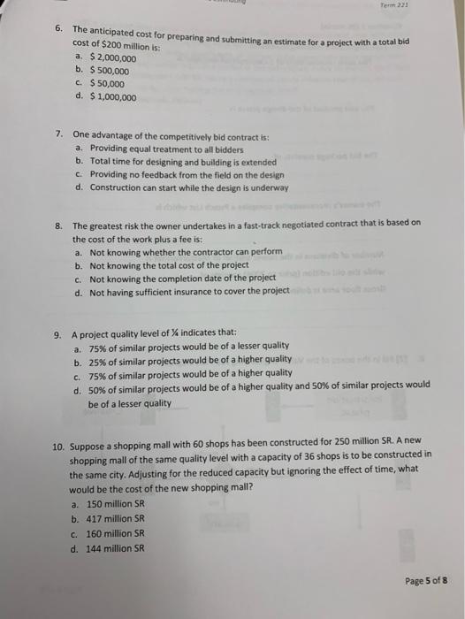 Solved 6. The anticipated cost for preparing and submitting | Chegg.com