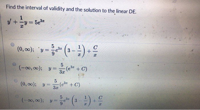Solved Find the interval of validity and the solution to the | Chegg.com