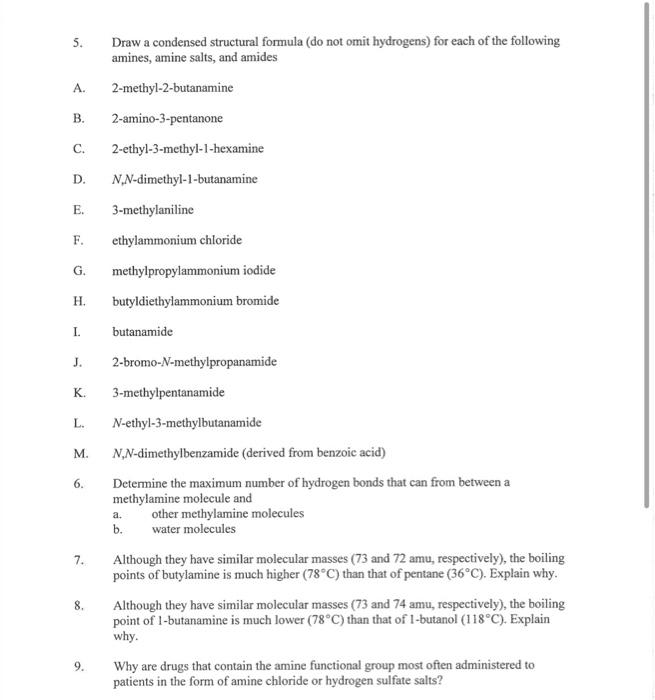 Solved CHEM& 161 Amines and Amides 1. Define an amine. 2. | Chegg.com
