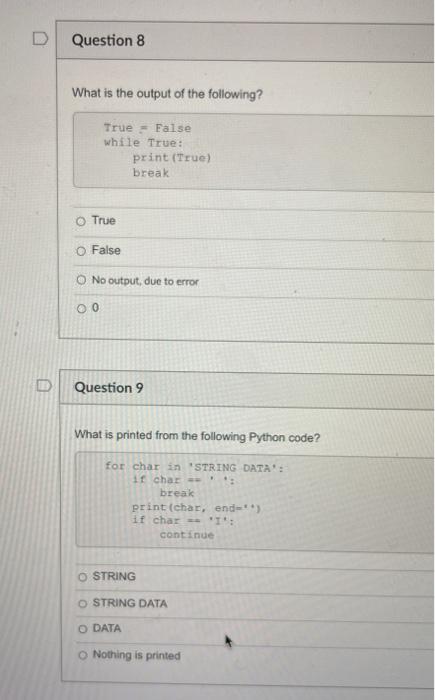 Solved Question 2 The Python if...elif...else construct | Chegg.com