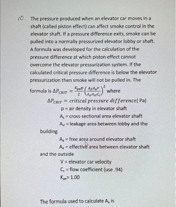 Solved The pressure produced when an elevator car moves in a | Chegg.com