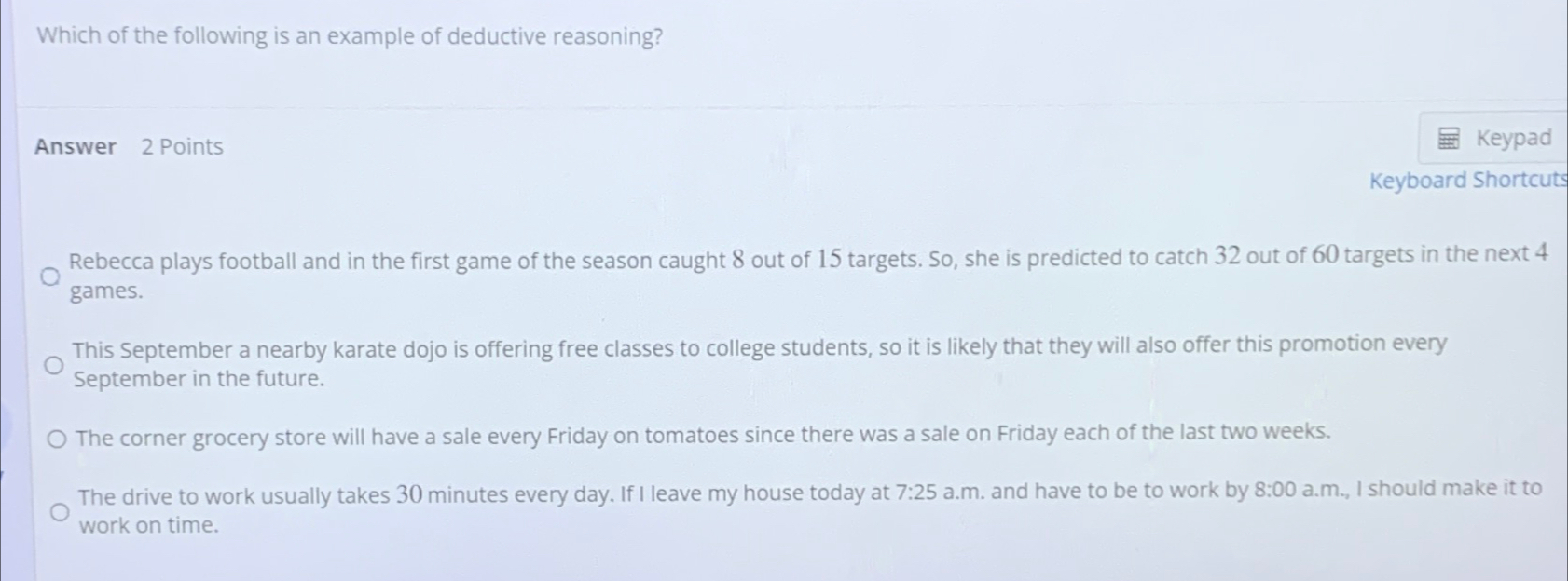 Solved Which of the following is an example of deductive | Chegg.com