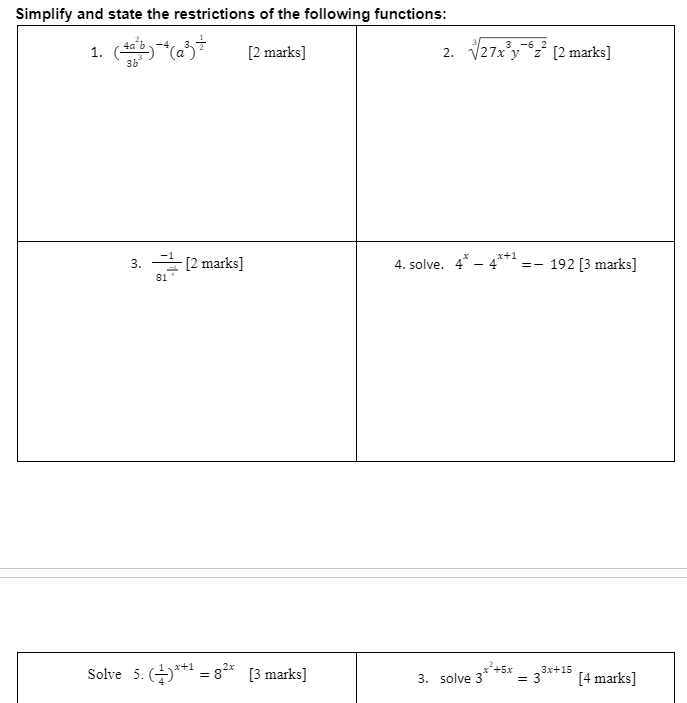 Solved Simplify and state the restrictions of all the | Chegg.com