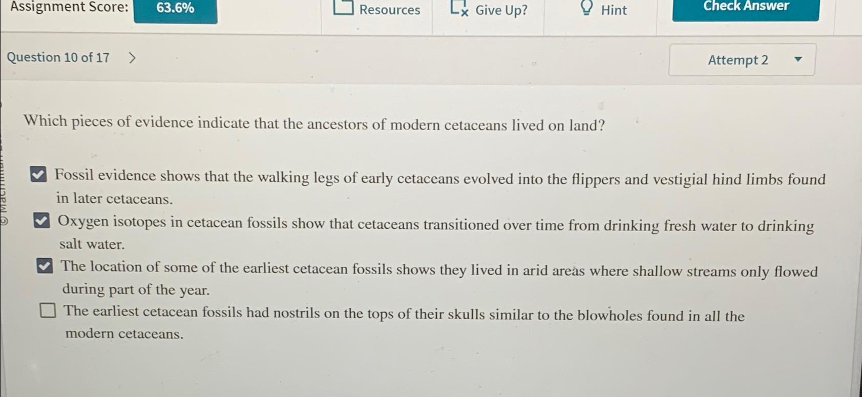 Solved Assignment Score:ResourcesGive Up?HintCheck | Chegg.com