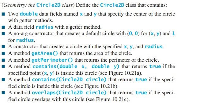 Solved (Geometry: the Circ7e2D class) Define the Circle2D | Chegg.com
