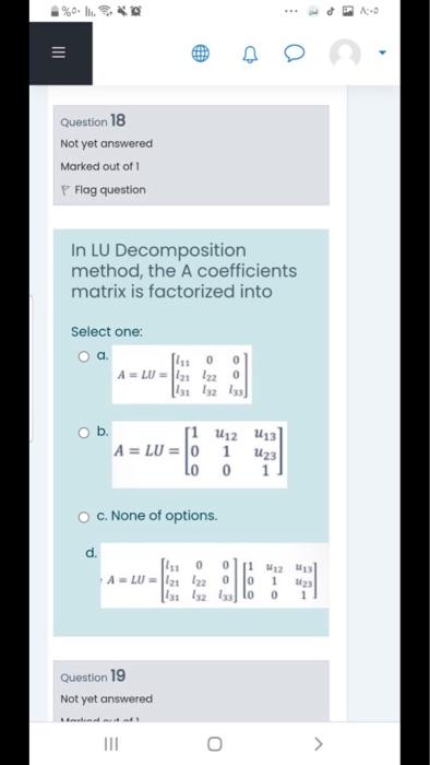 Solved %0. ll. *** A. III Question 18 Not yet answered | Chegg.com