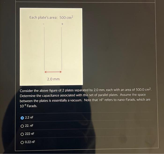 Solved Each plate's area: 500 cm2 Consider the above figure | Chegg.com