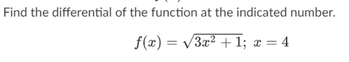 Solved Find the differential of the function at the | Chegg.com