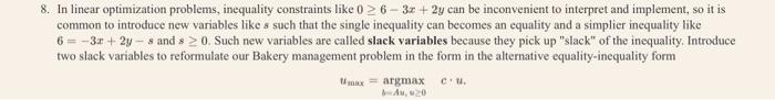 Solved 8. In linear optimization problems, inequality | Chegg.com