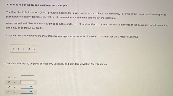 Solved 5 Standard Deviation And Variance For A Sample The 5841