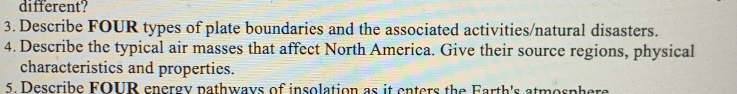 Solved different?3. ﻿Describe FOUR types of plate boundaries | Chegg.com