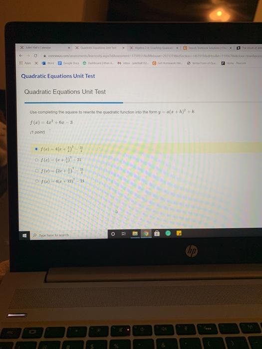 Solved Use completing the square to rewrite the quadratic | Chegg.com