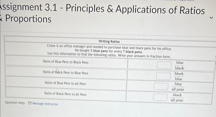 Solved ssignment 3.1 - Principles \& Applications of Ratios | Chegg.com