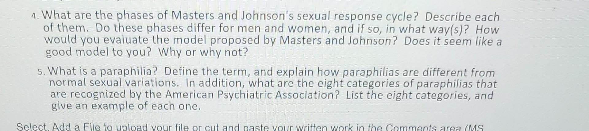 4. What are the phases of Masters and Johnson's | Chegg.com