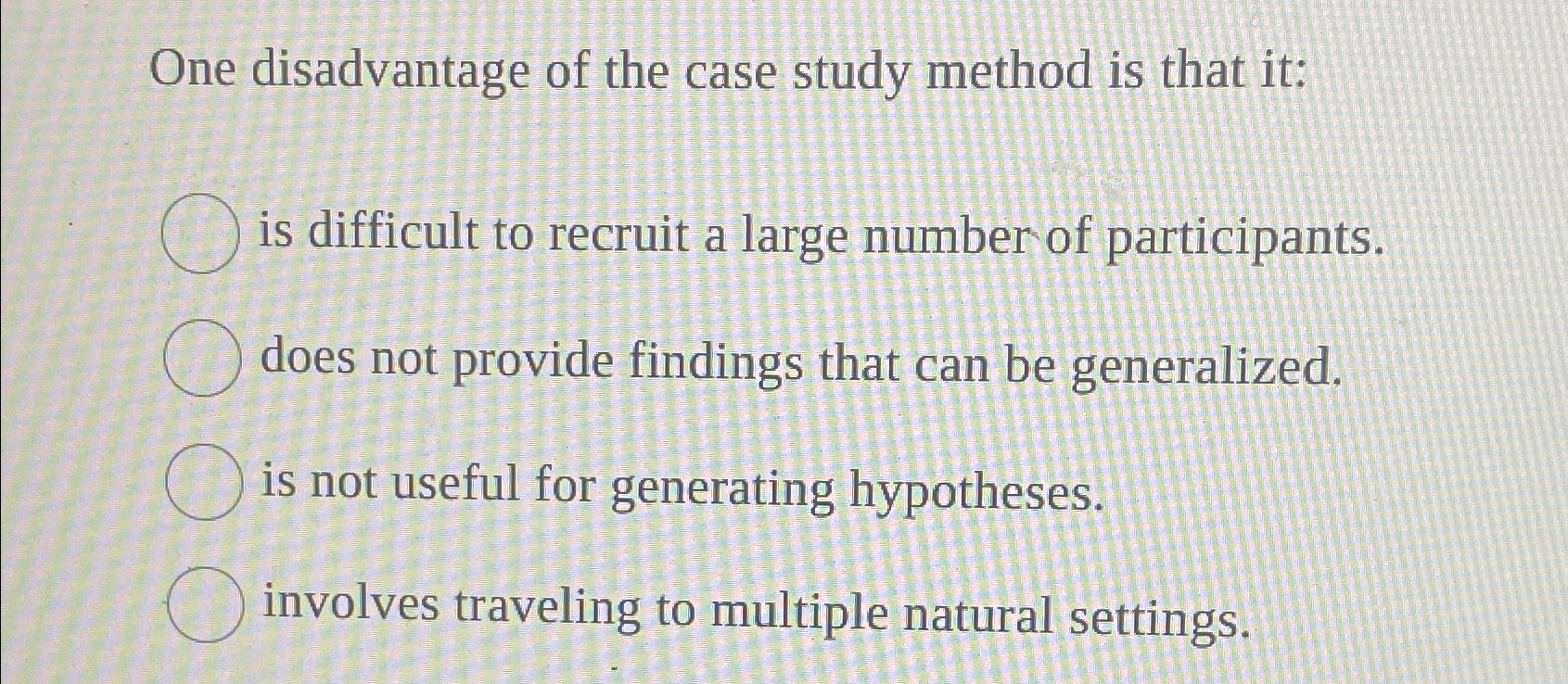 Solved One disadvantage of the case study method is that | Chegg.com