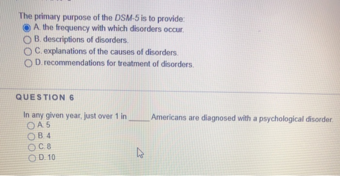 Solved The primary purpose of the DSM-5 is to provide: A. | Chegg.com