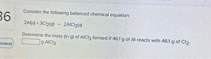 Solved Consider the following balanced chemical | Chegg.com