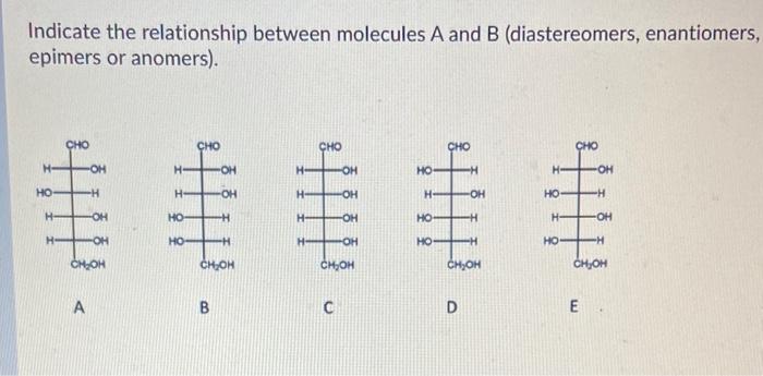 Solved Indicate the relationship between molecules A and B | Chegg.com