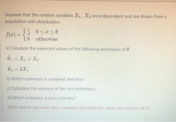 Solved Suppose that the random variables X1, X2 are | Chegg.com