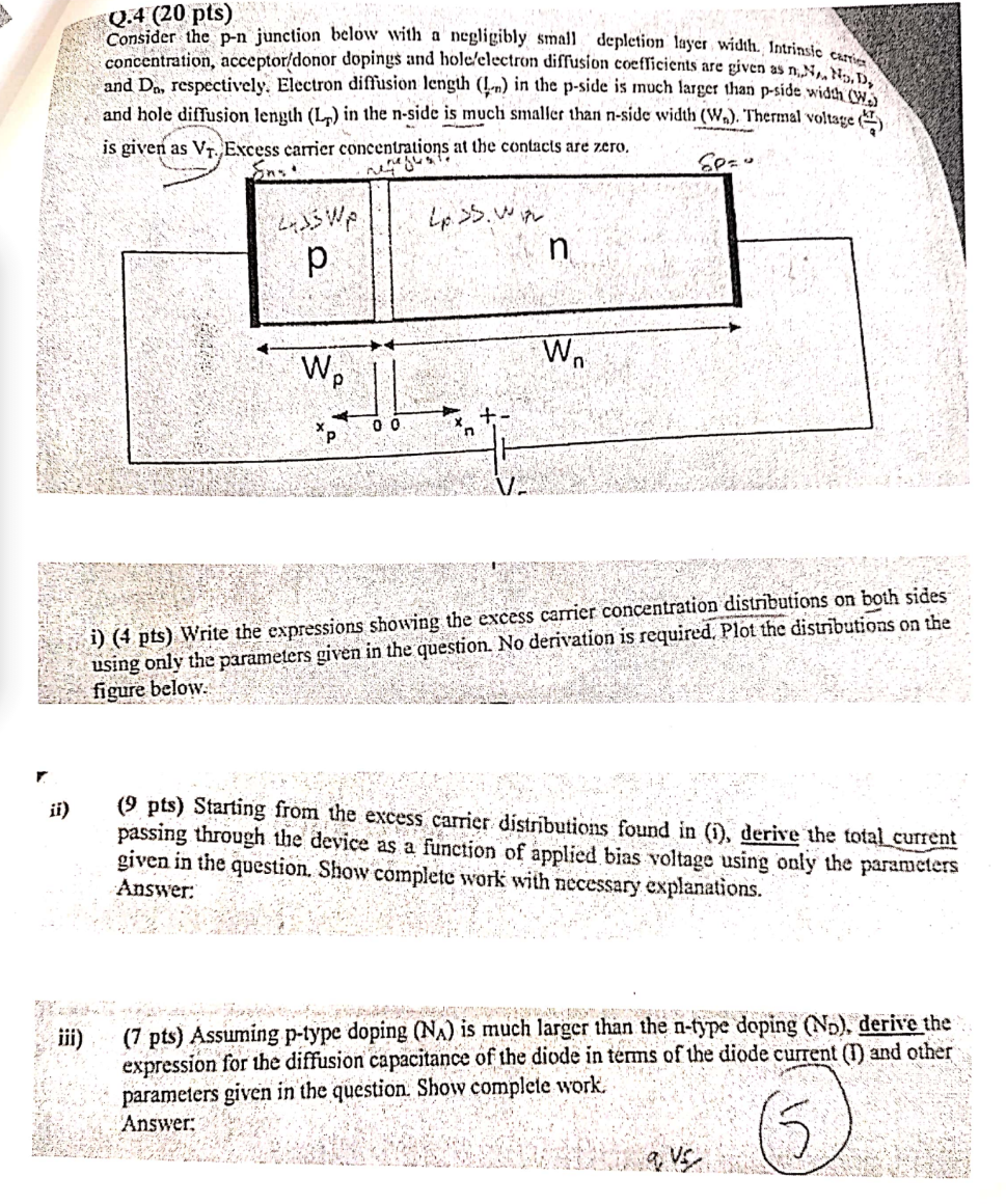 Solved by an EXPERT 0.4(20pts)Consider the p-n junction below with a | Chegg.com