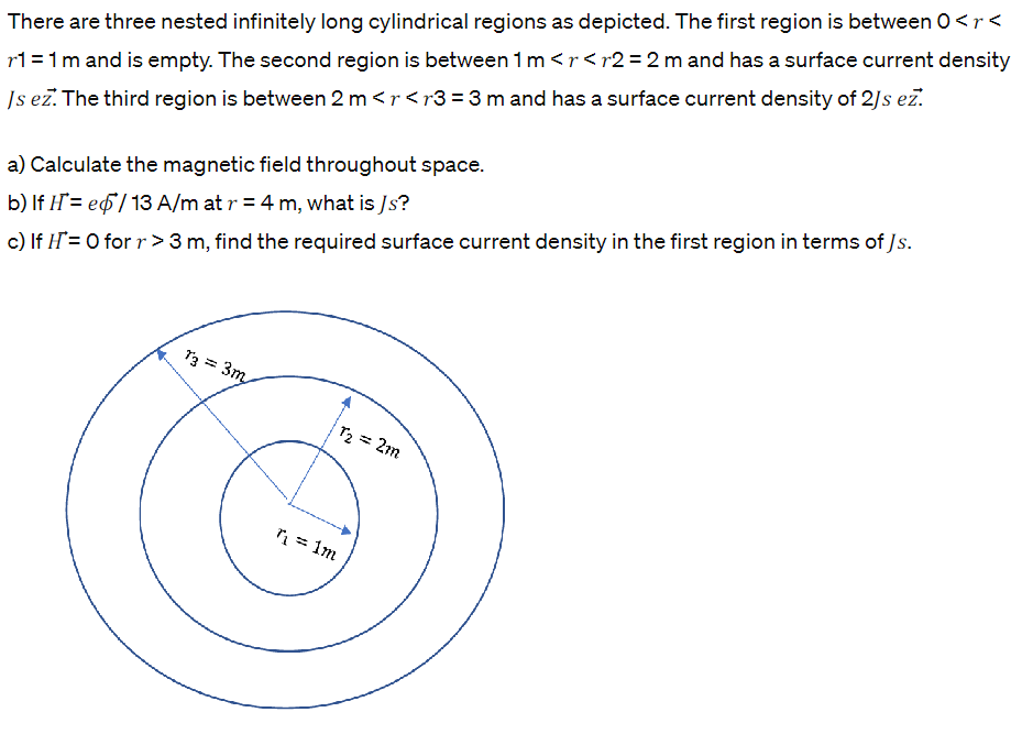 Solved There are three nested infinitely long cylindrical | Chegg.com