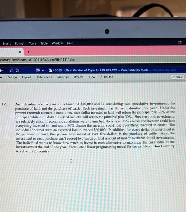 Solved Insert Format Tools Table Window Help + + | Chegg.com