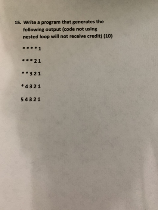 Solved 15. Write a program that generates the following | Chegg.com
