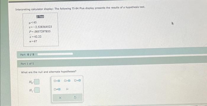 Solved Interpreting calculator display: The following TI-84 | Chegg.com