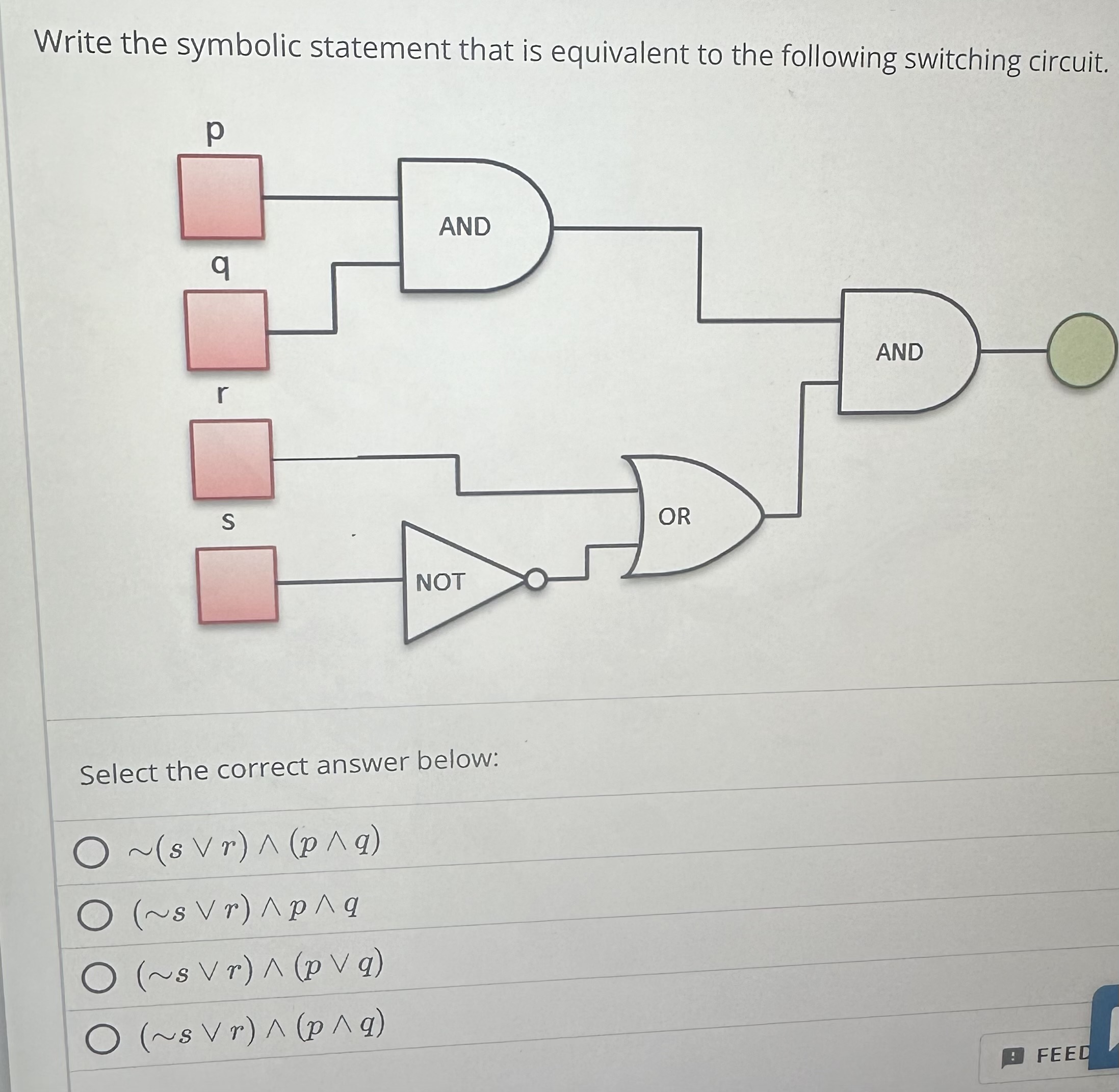 Solved Write the symbolic statement that is equivalent to | Chegg.com