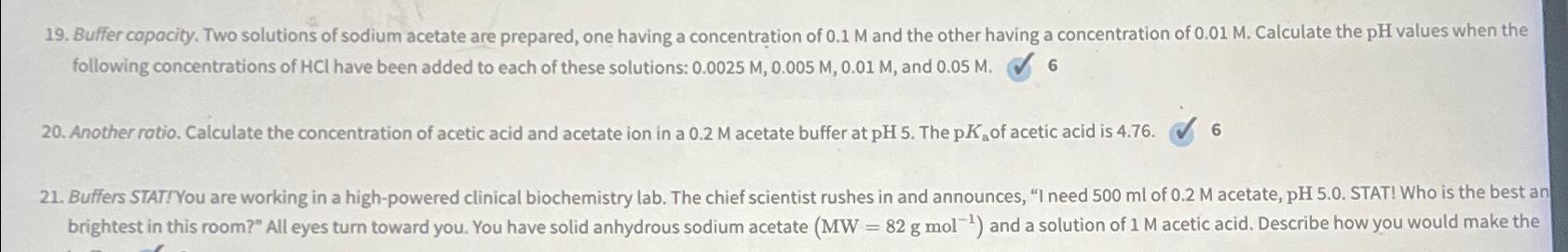 Solved Buffer capacity. Two solutions of sodium acetate are | Chegg.com