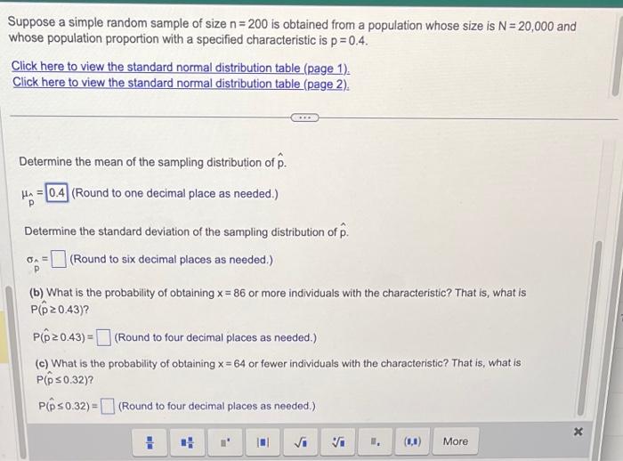 Solved Suppose a simple random sample of size n=200 is | Chegg.com