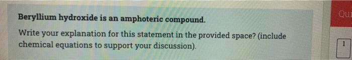 Solved Beryllium hydroxide is an amphoteric compound. Write | Chegg.com