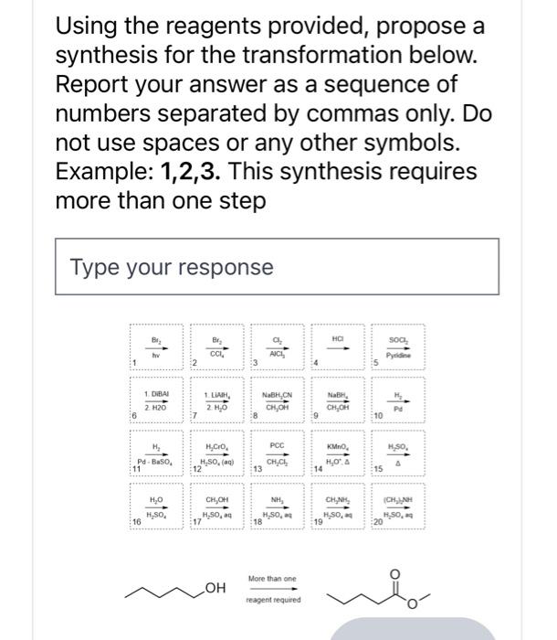 Solved Using the reagents provided, propose a synthesis for | Chegg.com