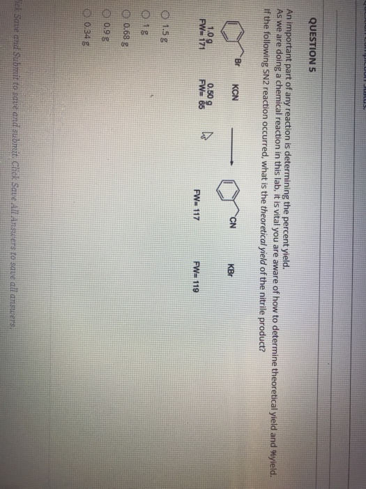 Solved JLLLLL QUESTION 5 An important part of any reaction | Chegg.com