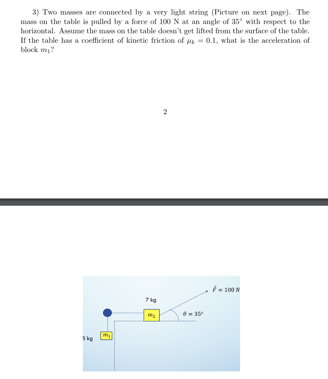Solved Two masses are connected by a very light string | Chegg.com