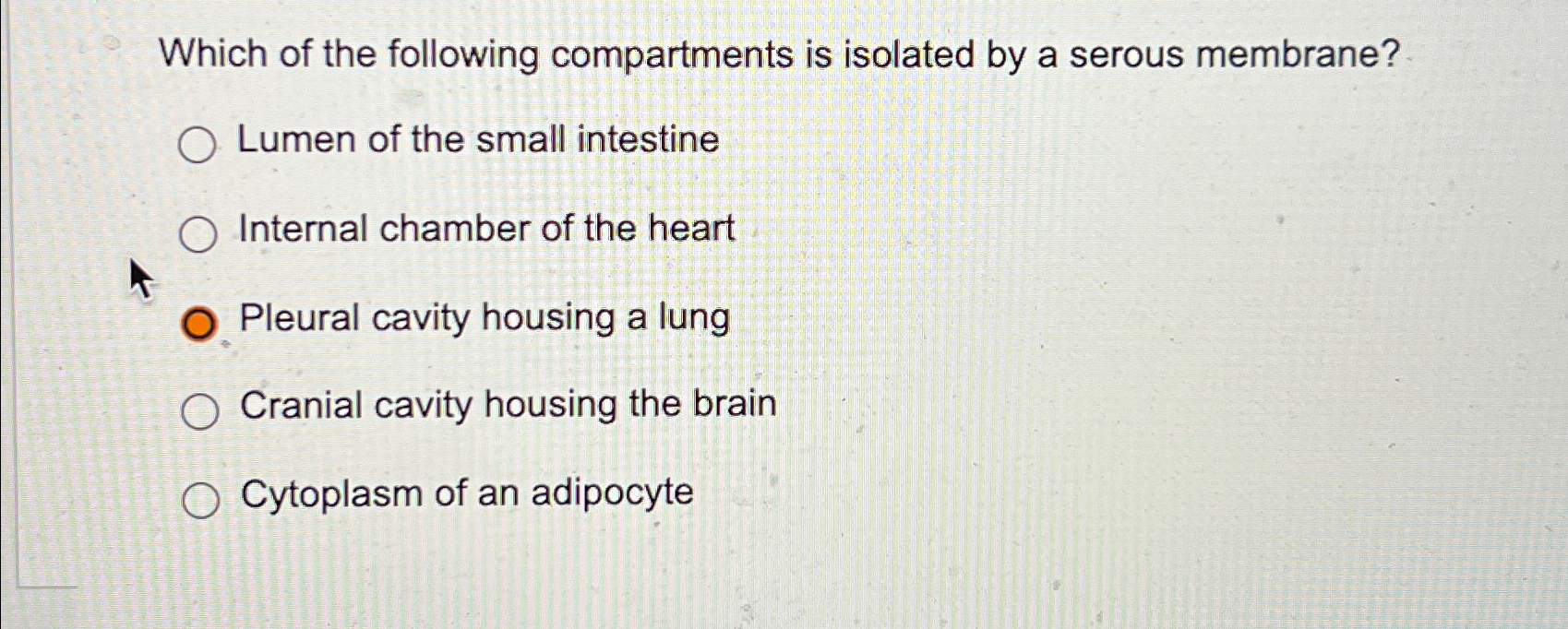 Solved Which of the following compartments is isolated by a | Chegg.com