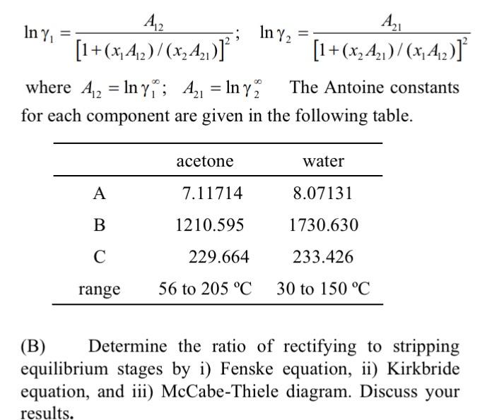 Solved 2. A 25 mol% mixture of acetone (A) in water (W) is | Chegg.com