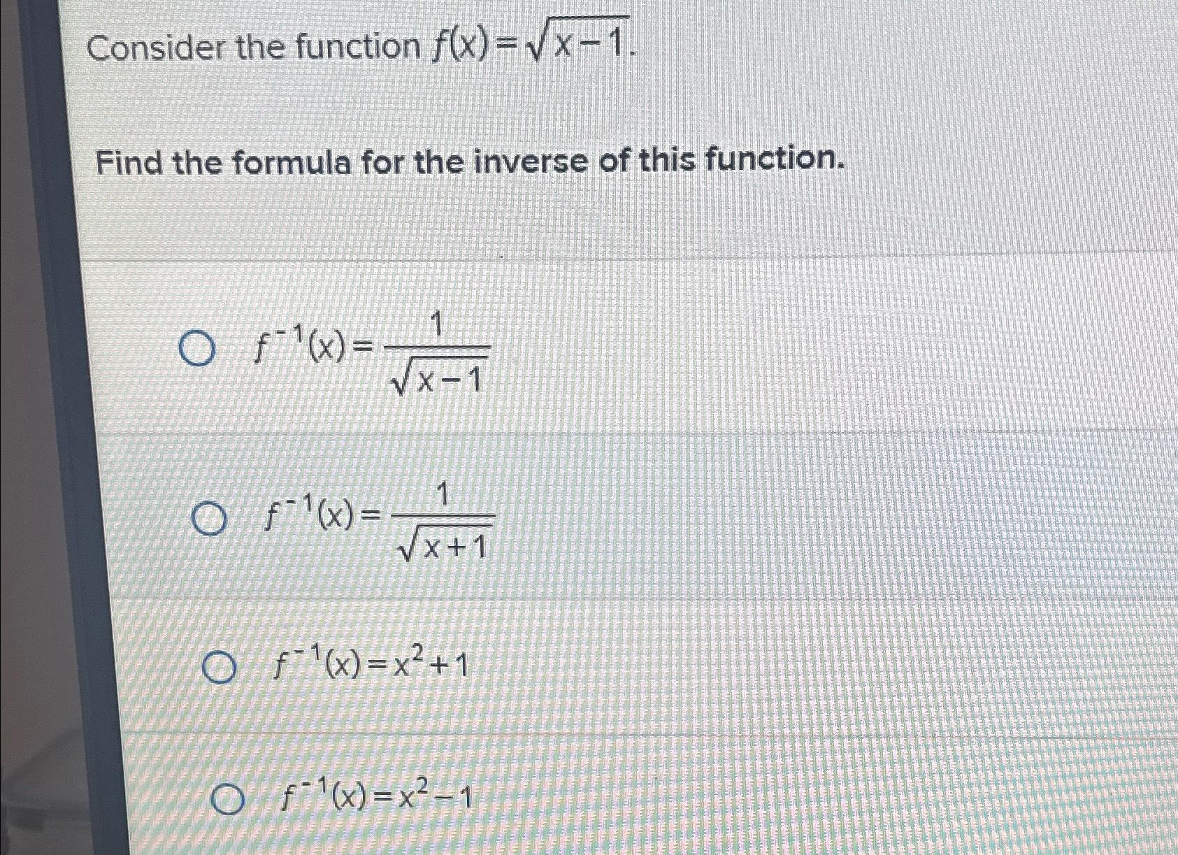 Solved Consider the function f(x)=x-12Find the formula for | Chegg.com