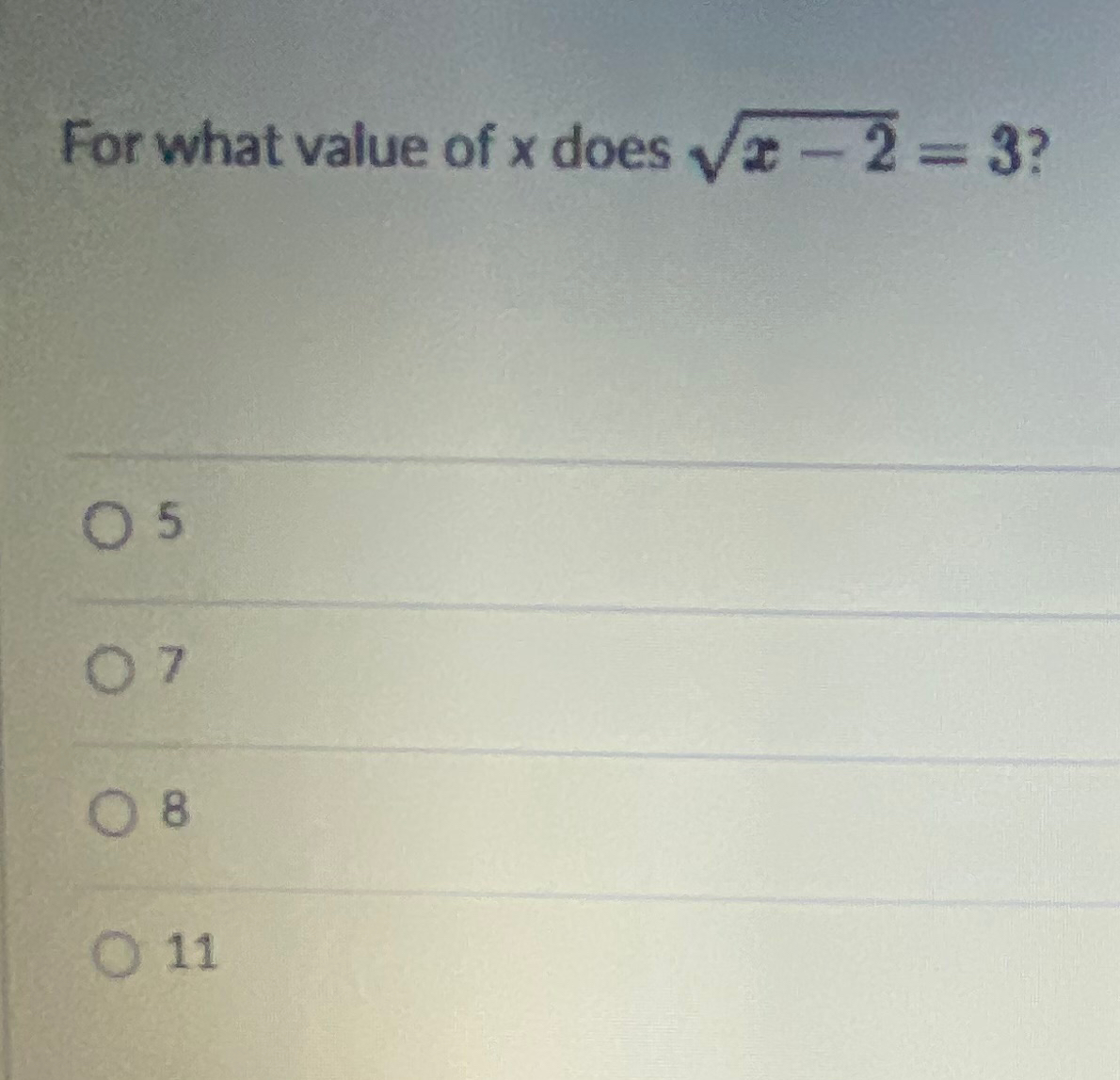 Solved For what value of x ﻿does x-22=3 ?57811 | Chegg.com