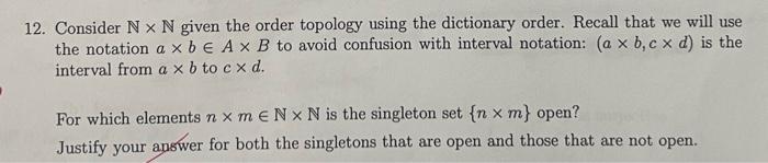 Solved 12. Consider N×N given the order topology using the | Chegg.com