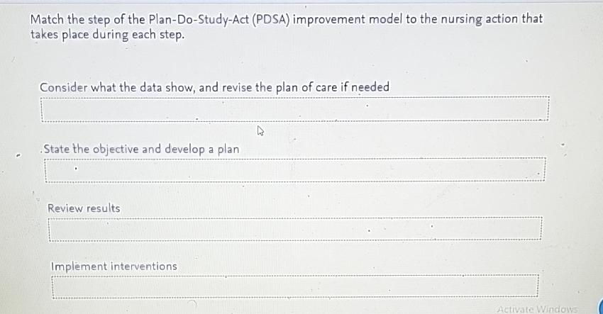 Solved Match the step of the Plan-Do-Study-Act (PDSA) | Chegg.com