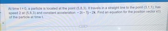 Solved At time t=0, a particle is located at the point | Chegg.com