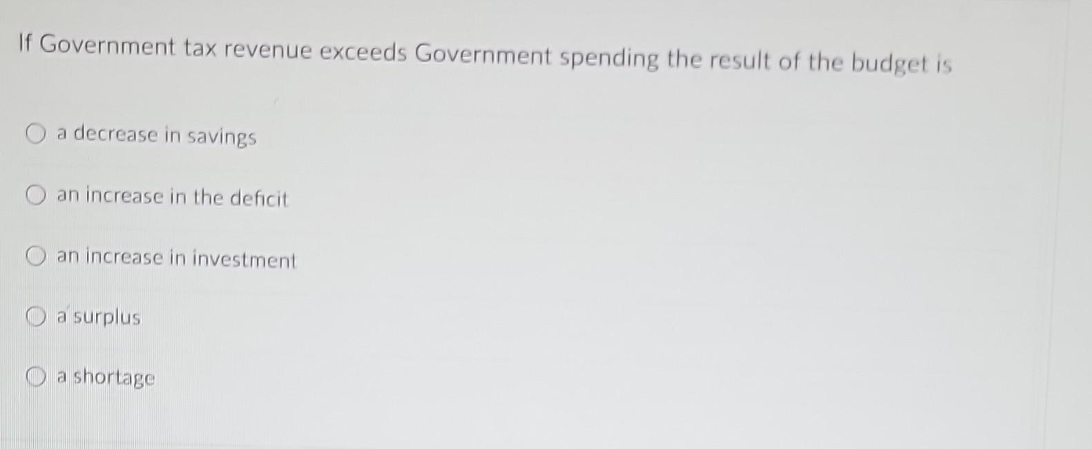 Solved If Government tax revenue exceeds Government spending | Chegg.com