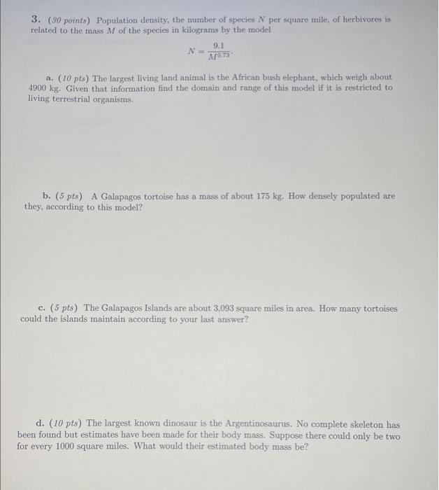 Solved 3. (S0 points) Population density, the number of | Chegg.com