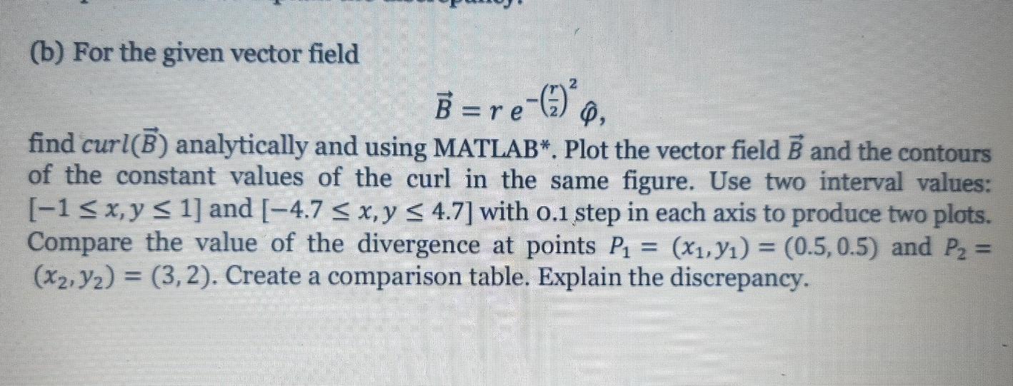 Solved (b) For the given vector field B=re-3)* find curl(B) | Chegg.com