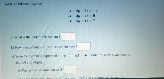 Solved Given the following system | Chegg.com
