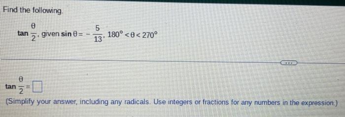 Solved Find the following. tan2θ, given | Chegg.com