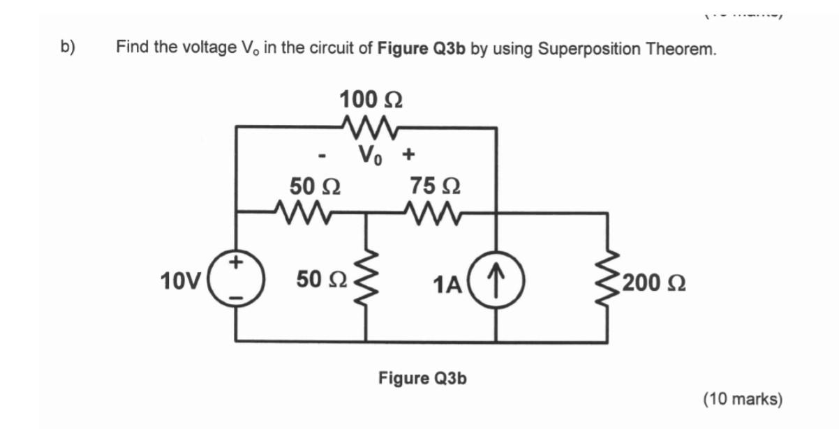 Solved Find the voltage V0 in the circuit of Figure Q3b by | Chegg.com